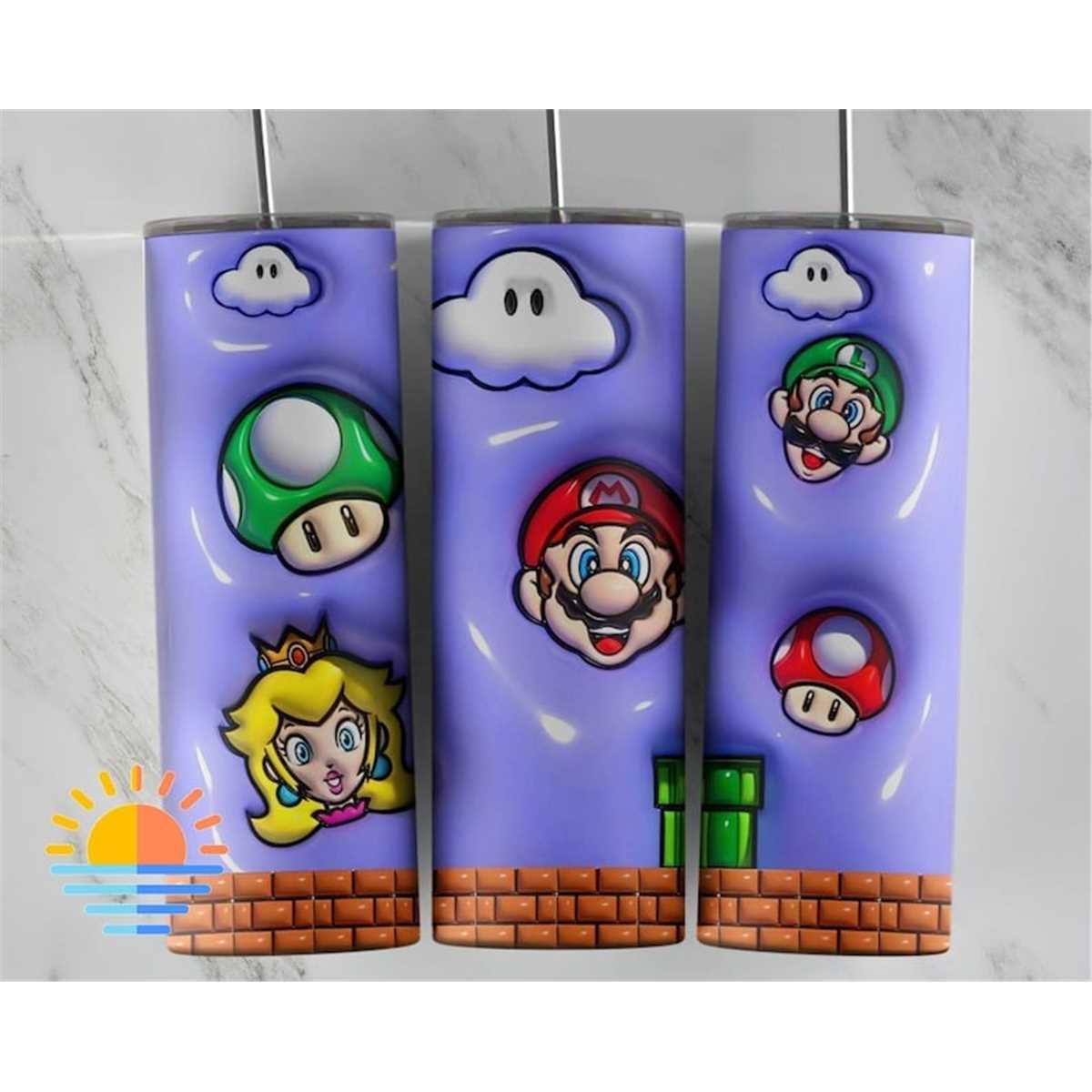 3D bubble puff Mario Png tumbler wrap design digital downloa - Inspire ...