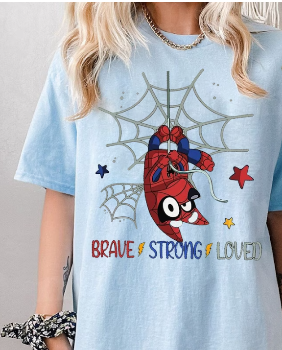 Bluey Spider Shirt, Superhero Bluey shirt, brave strong love - Inspire ...