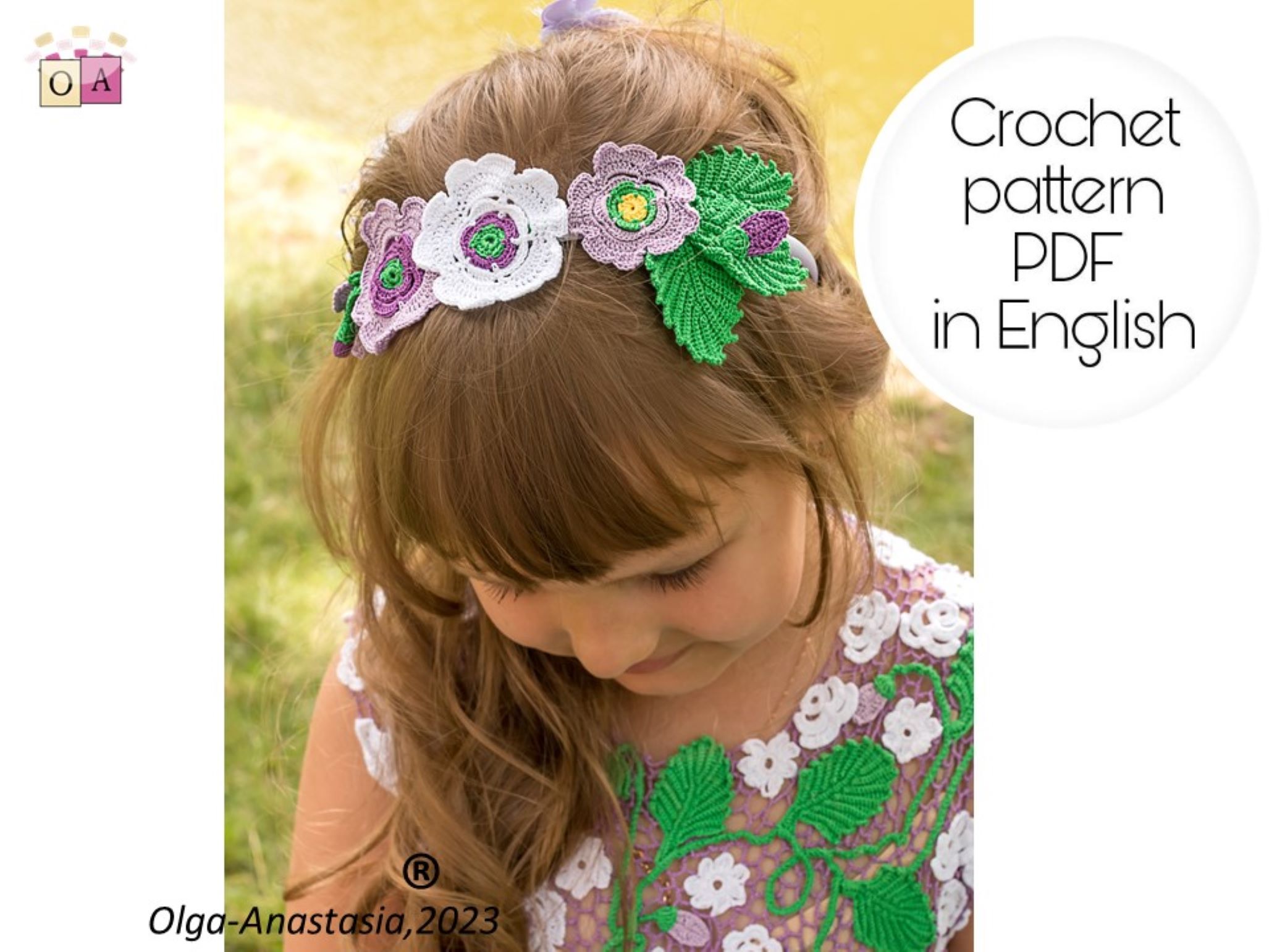 Headband with flowers crochet pattern , flower crochet patte - Inspire ...
