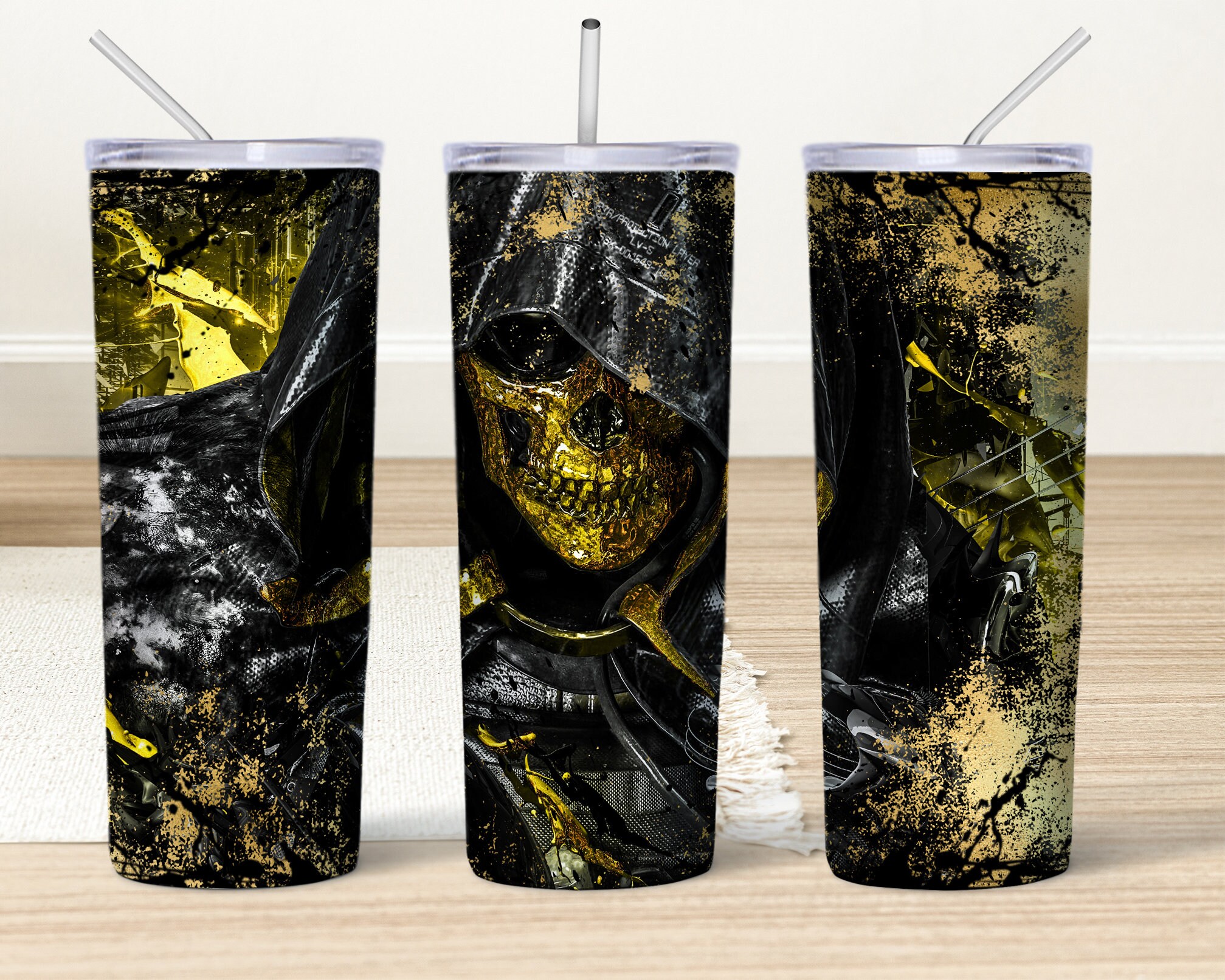 Gold Skull Mask Tumbler, Gold Skull Mask Skinny Tumbler | Inspire Uplift