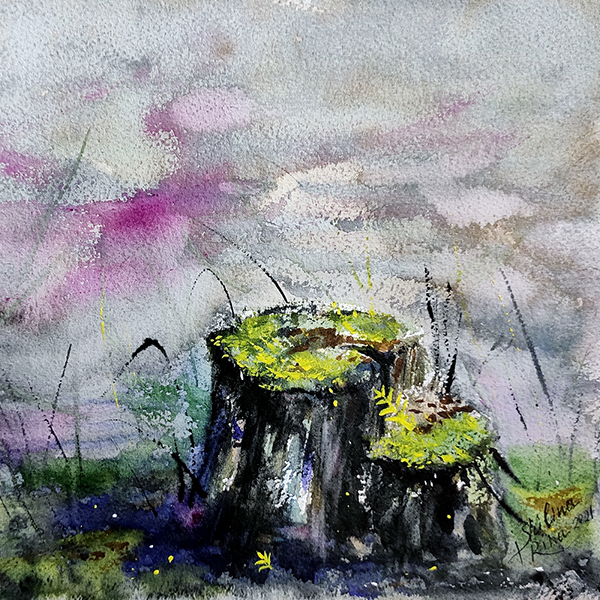 Original watercolor painting by Irina Shilina Canvas. "Stump - Inspire ...