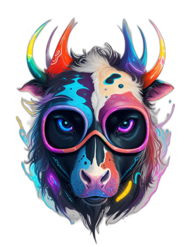 Futuristic Cow Face with Small Horns and Multicolored Glasse - Inspire ...