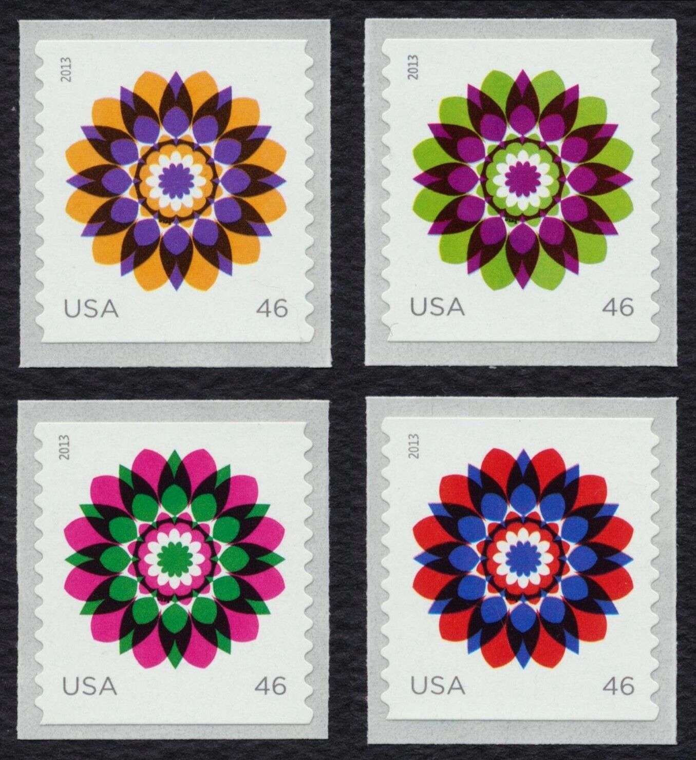 100 Kaleidoscope Flowers 2013 Unused US Forever First Class | Inspire ...