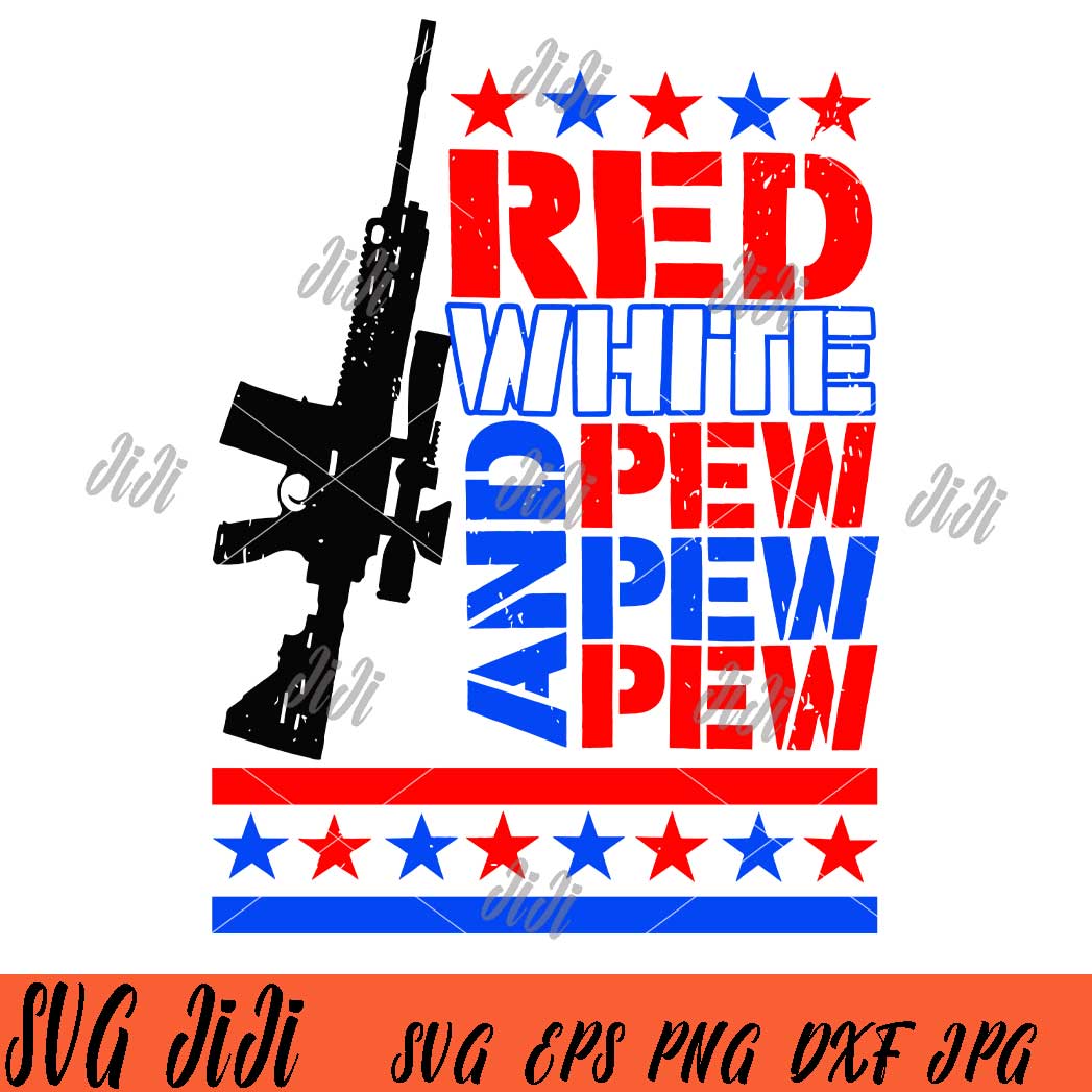 Red White And Pew Pew Pew SVG, Retro America SVG | Inspire Uplift