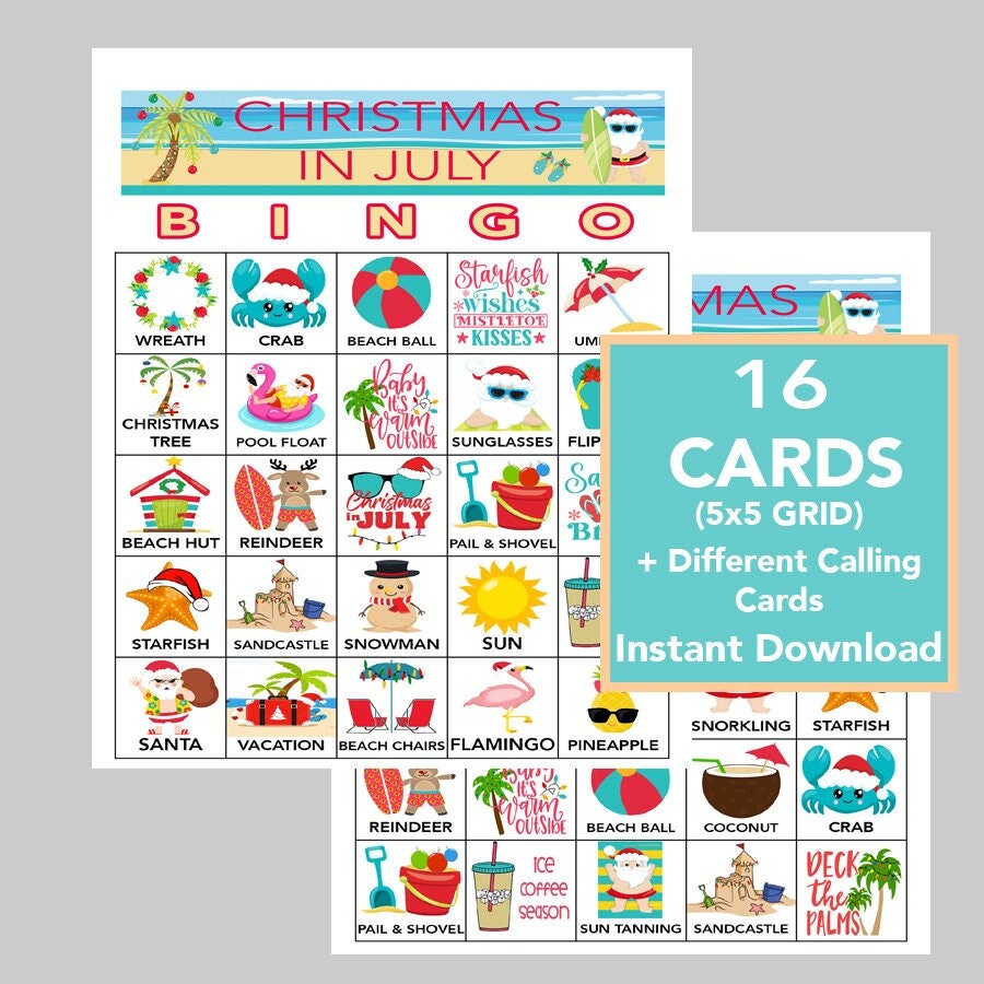 Christmas In July Game, Christmas in July Bingo, Party Game, | Inspire ...