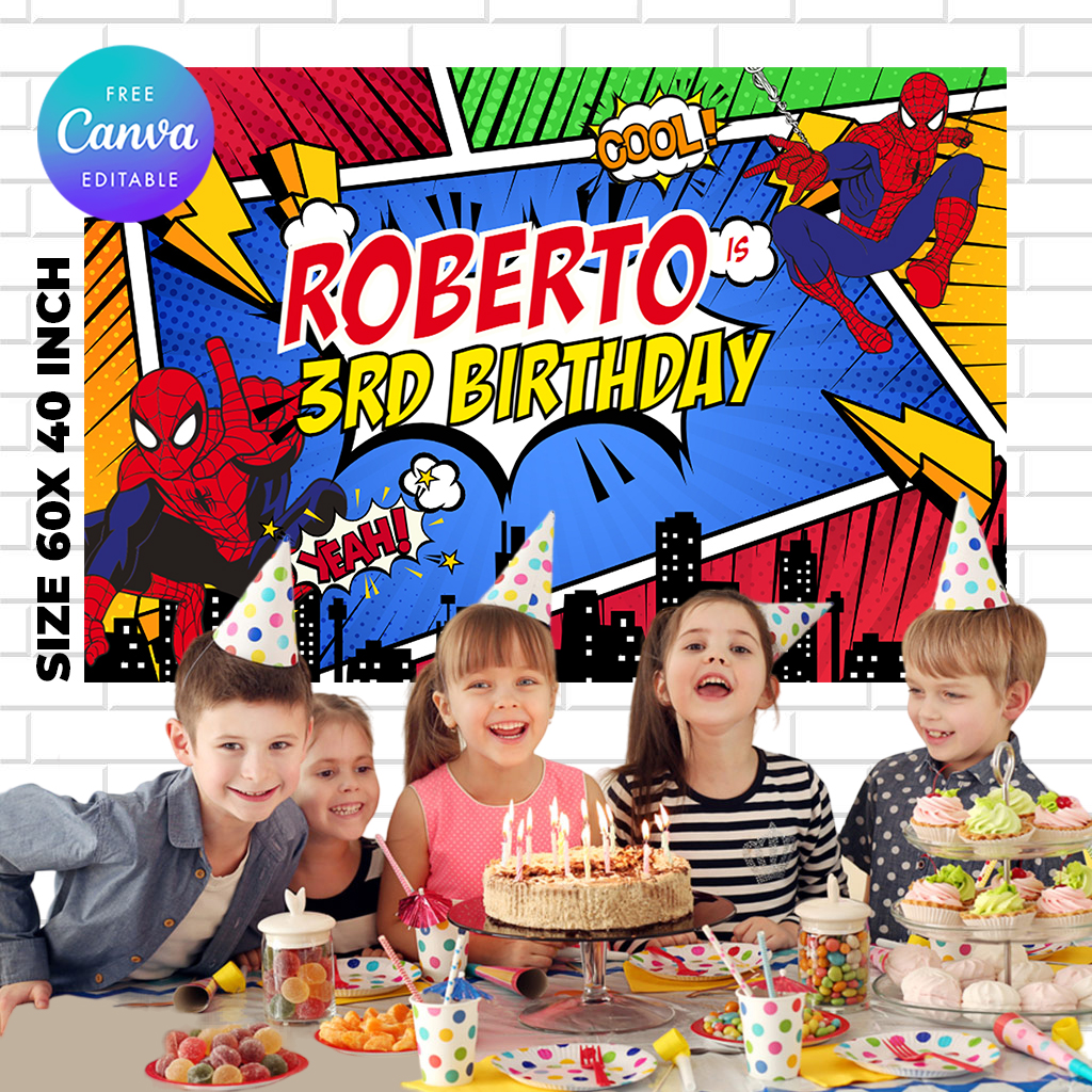 Spider Man Birthday Backdrop template, Spider Man Birthday B - Inspire ...