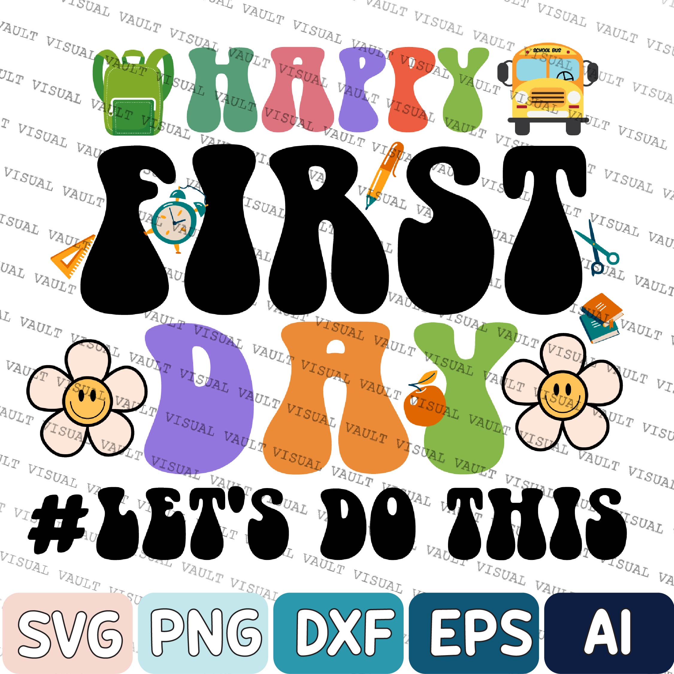 Back To School Svg, Happy First Day Of School Svg, Let's Do | Inspire ...