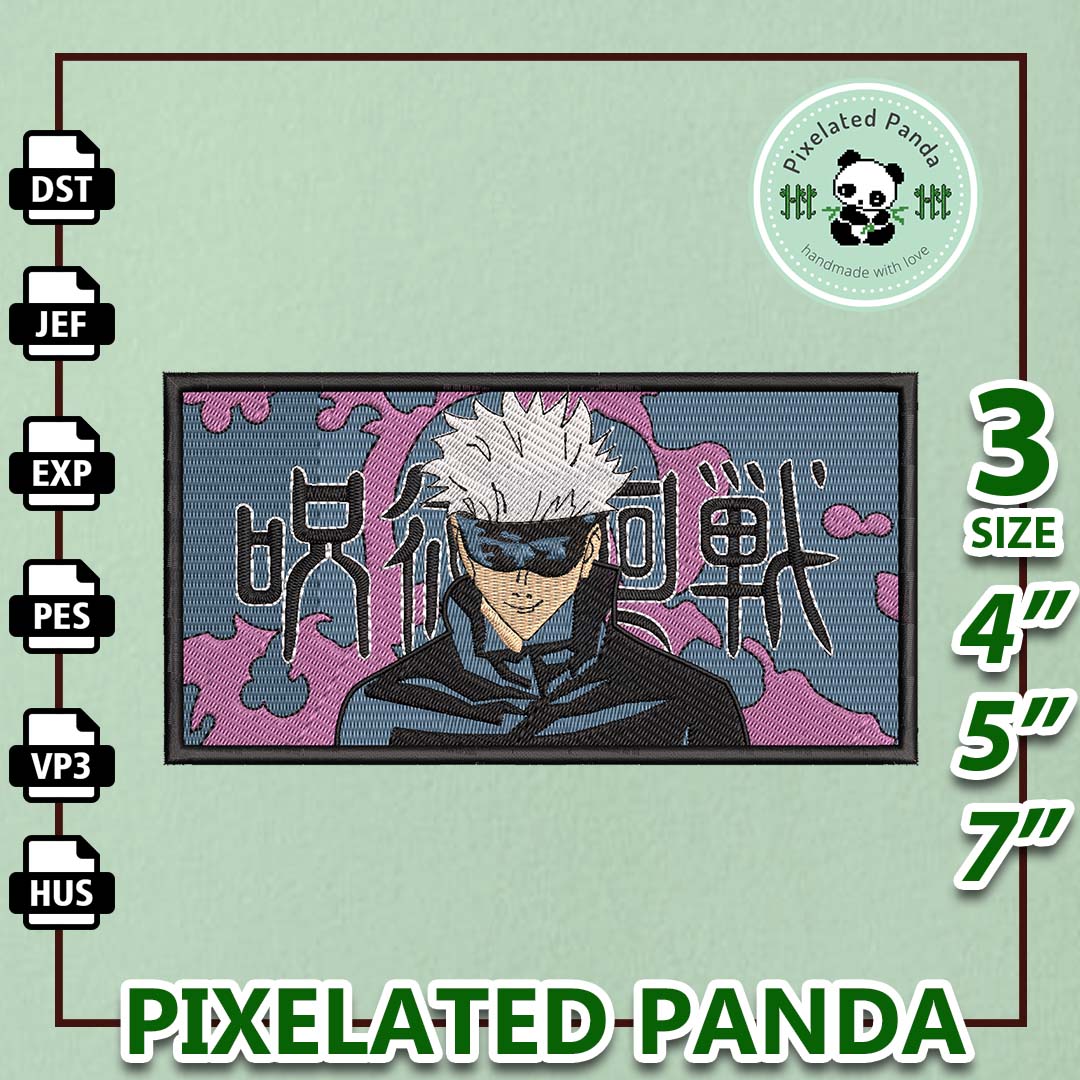 Gojo Embroidery Design File, Jujutsu Kaisen Anime Embroidery | Inspire ...