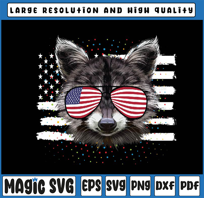 Raccoon 4th Of July Sunglasses Patriotic USA Flag Png, Racco | Inspire ...