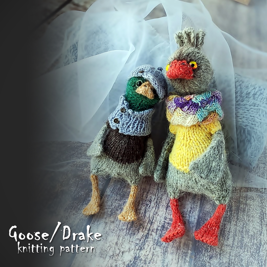 Goose, duck and drake knitting toy pattern, cute knitted bir - Inspire ...