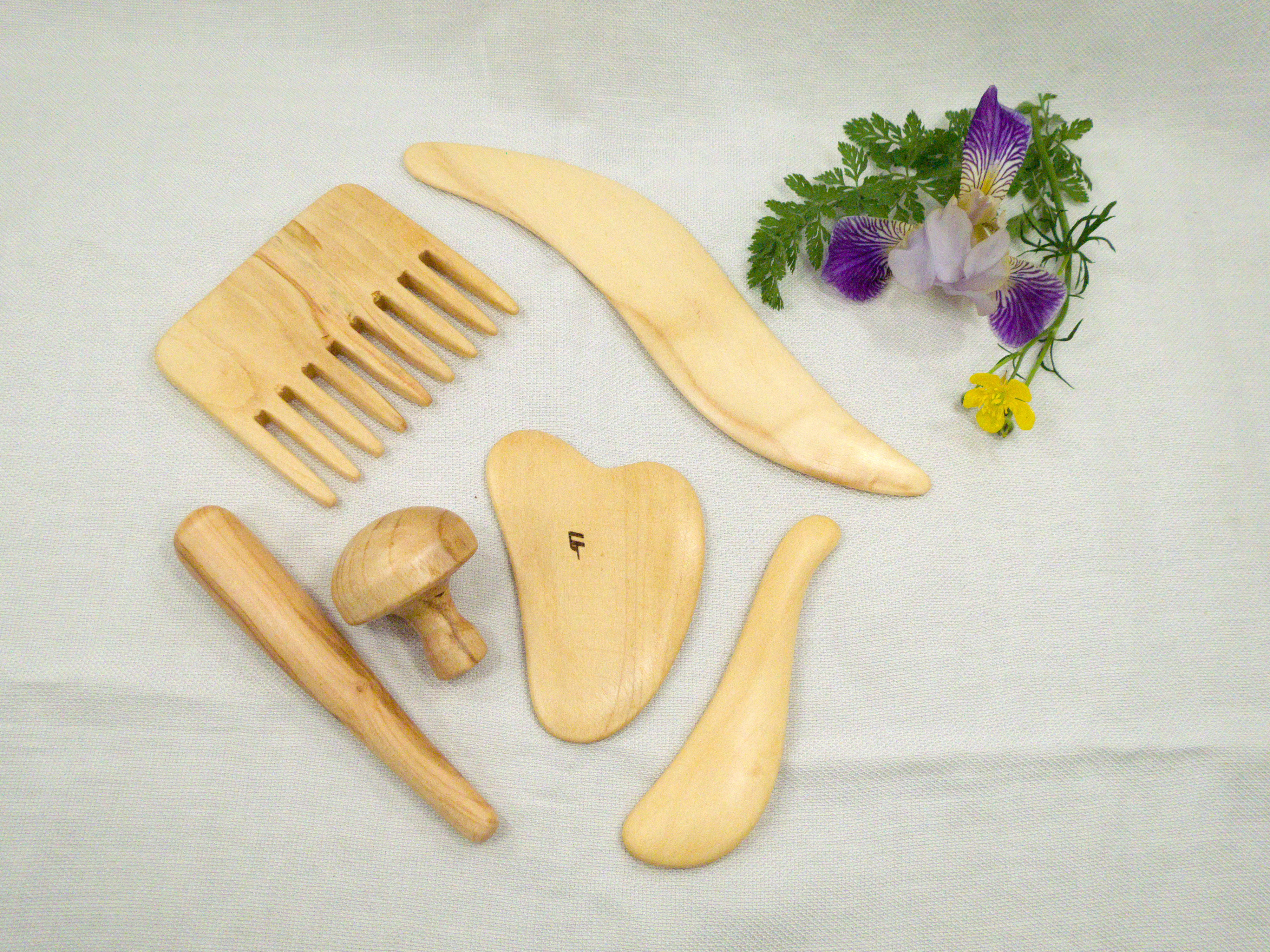 Set of 6 Gua Sha Massage Wooden Tool, Wooden Massage for Fac | Inspire ...