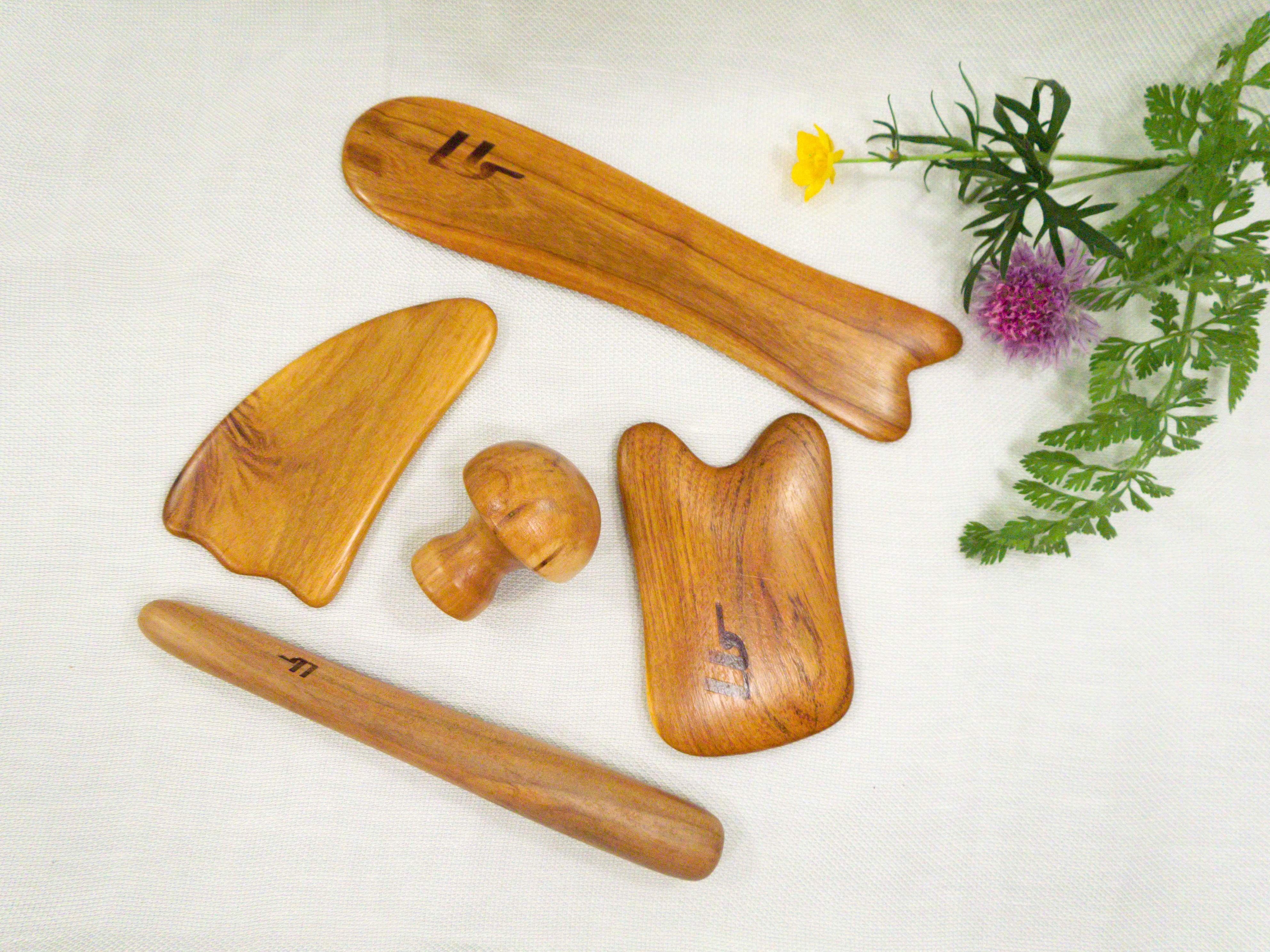 Set of 5 Gua Sha Massage Wooden Tool, Wooden Massage for Fac | Inspire ...