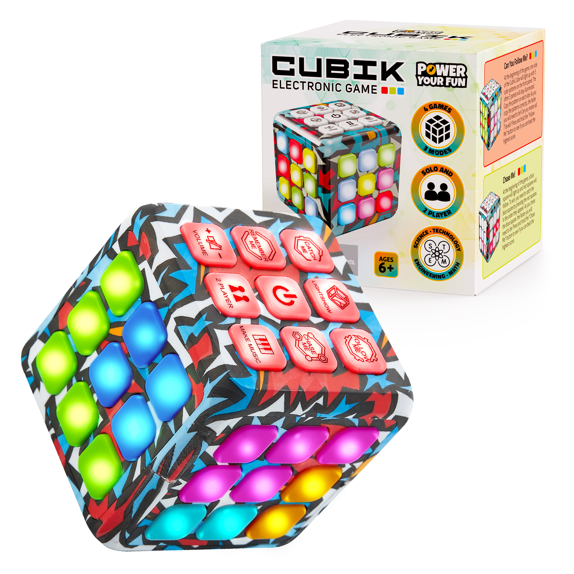 Power Your Fun Cubik LED Flashing Cube Memory Game - Action | Inspire ...
