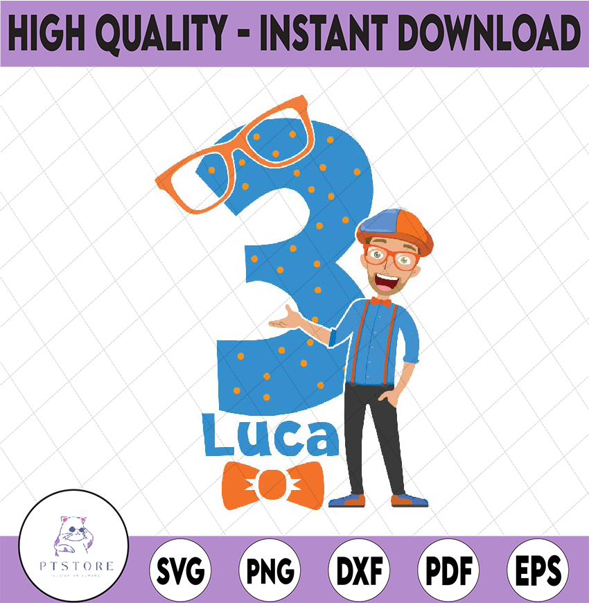 Personalized Custom Blippi Birthday File Svg, Blippi 3rd Bir | Inspire ...