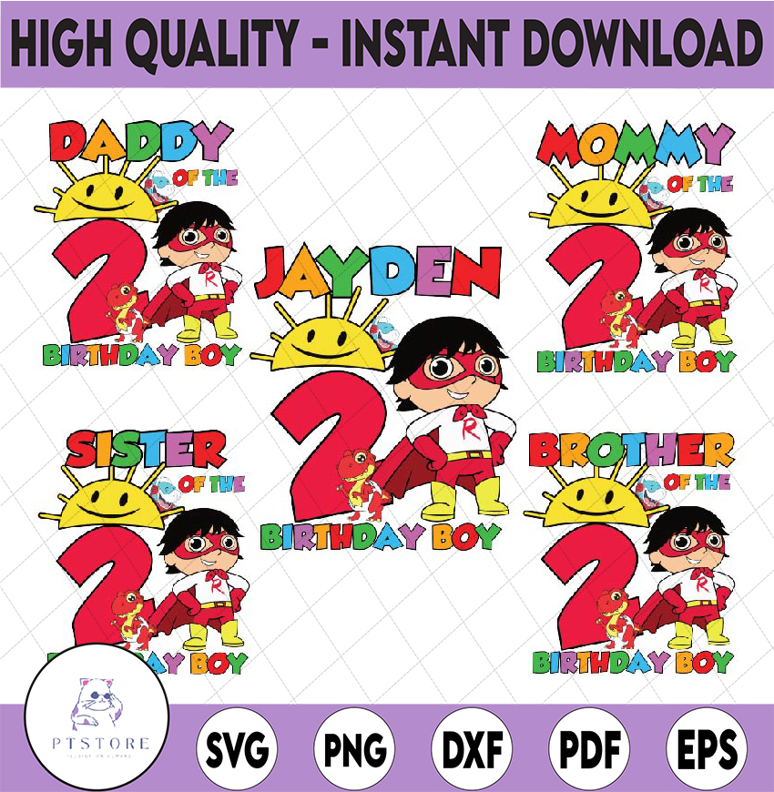 Ryan's World Birthday Matching Family Svg, Personalized Ryan - Inspire ...