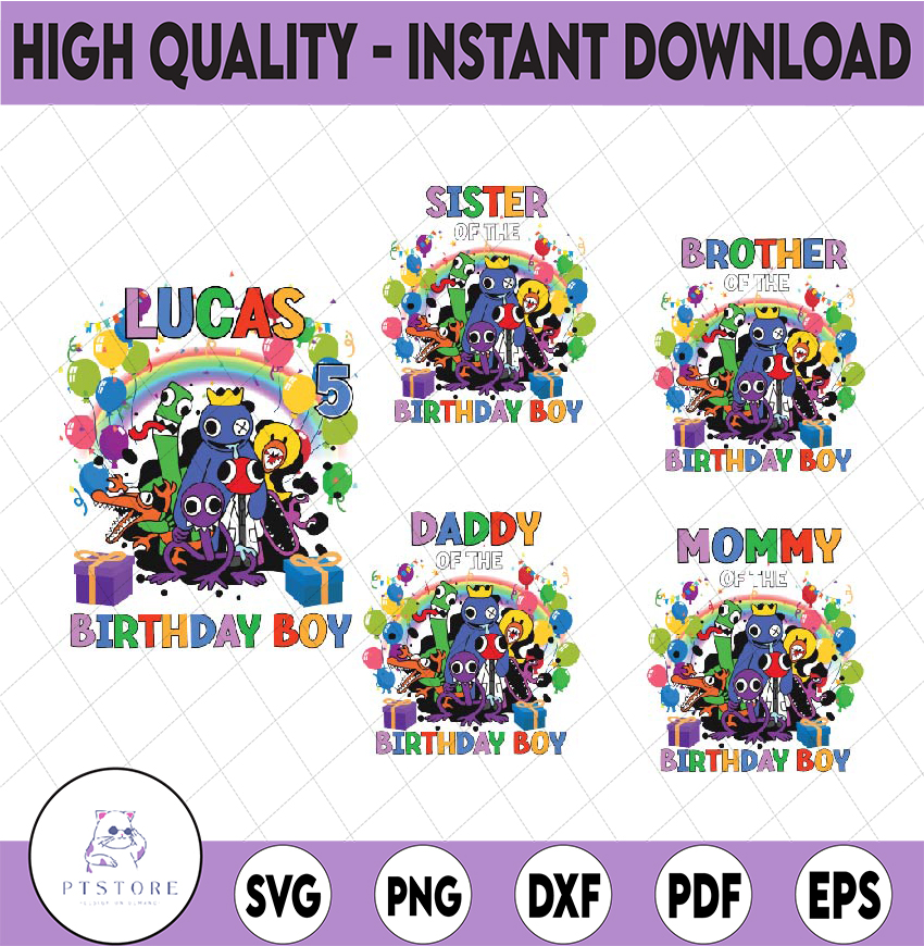 Custom Nme Rainbow Friends Birthday Png Bundles, Rainbow Fam | Inspire ...
