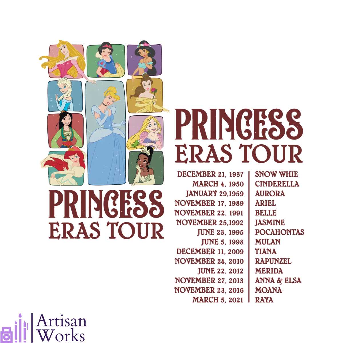 Disney Princess Eras Tour Disney Girl Trip PNG Silhouette Fi | Inspire ...