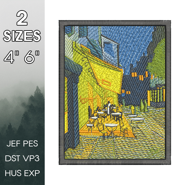 Vincent Van Gogh - Cafe Terrace at Night Embroidery Design, | Inspire ...