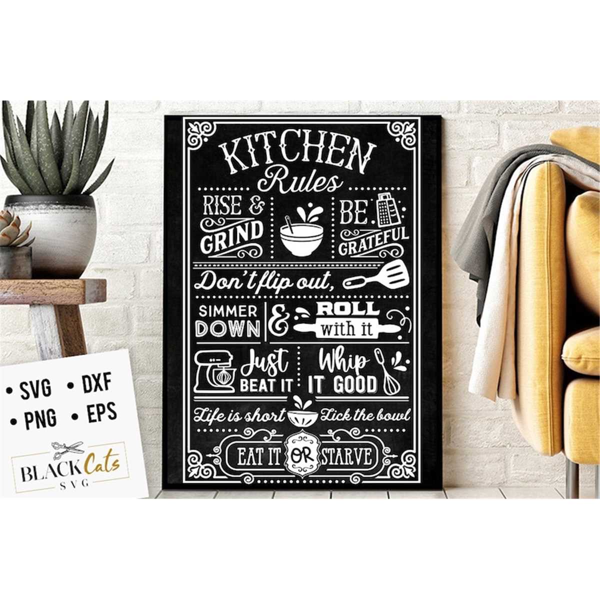 Kitchen Rules SVG, Kitchen vintage poster svg, Kitchen svg, - Inspire ...
