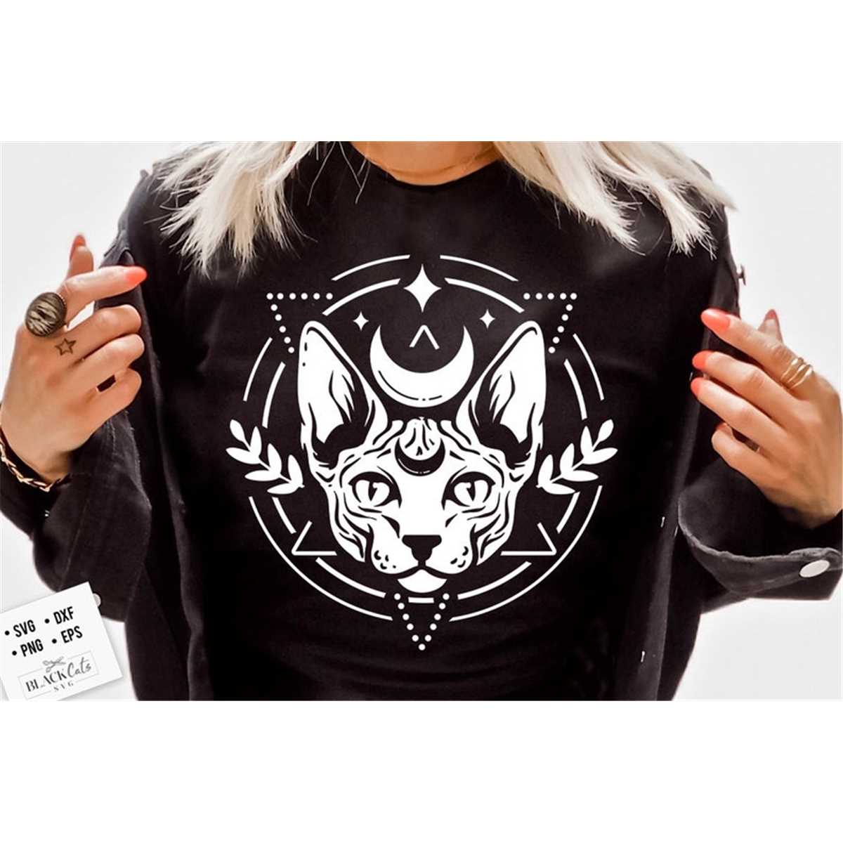 Magic cat svg, Cat skull svg, sphynx cat svg, Moon phases SV - Inspire ...