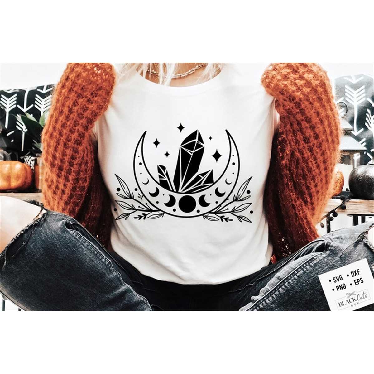 Moon and crystals SVG, Crescent moon svg, Magic illustratio - Inspire ...