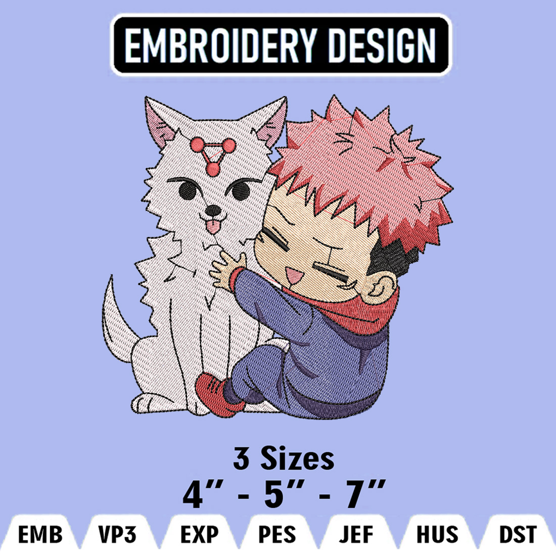 Yuji Itadori Embroidery Designs, Jujutsu Kaisen Embroidery | Inspire Uplift