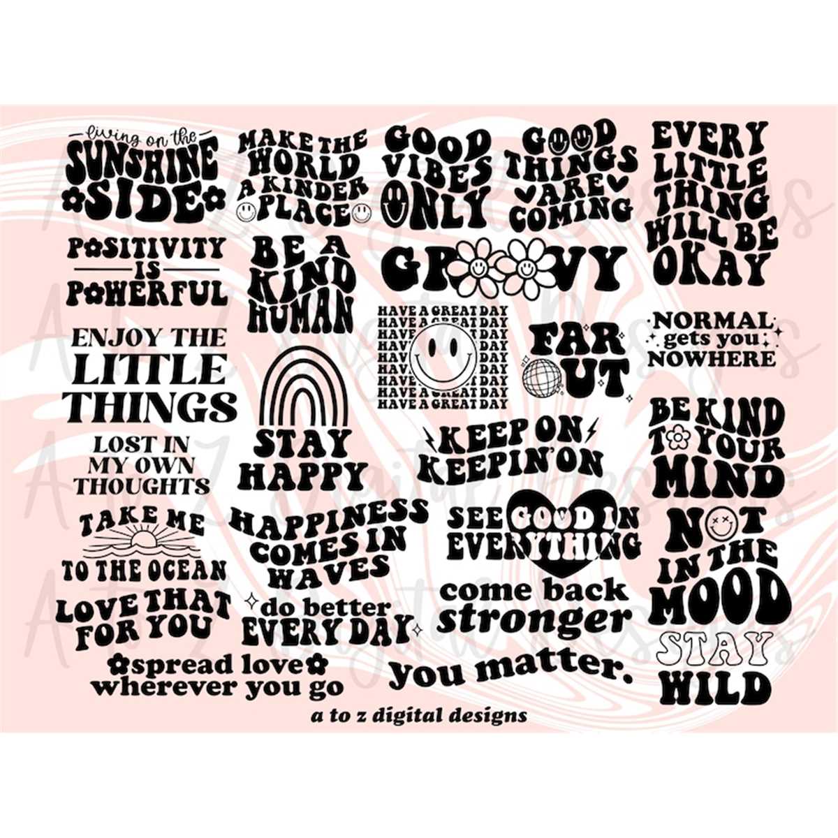 Groovy Svg Bundle Boho Svg Hippie Svg Aesthetic Svg Insp Inspire