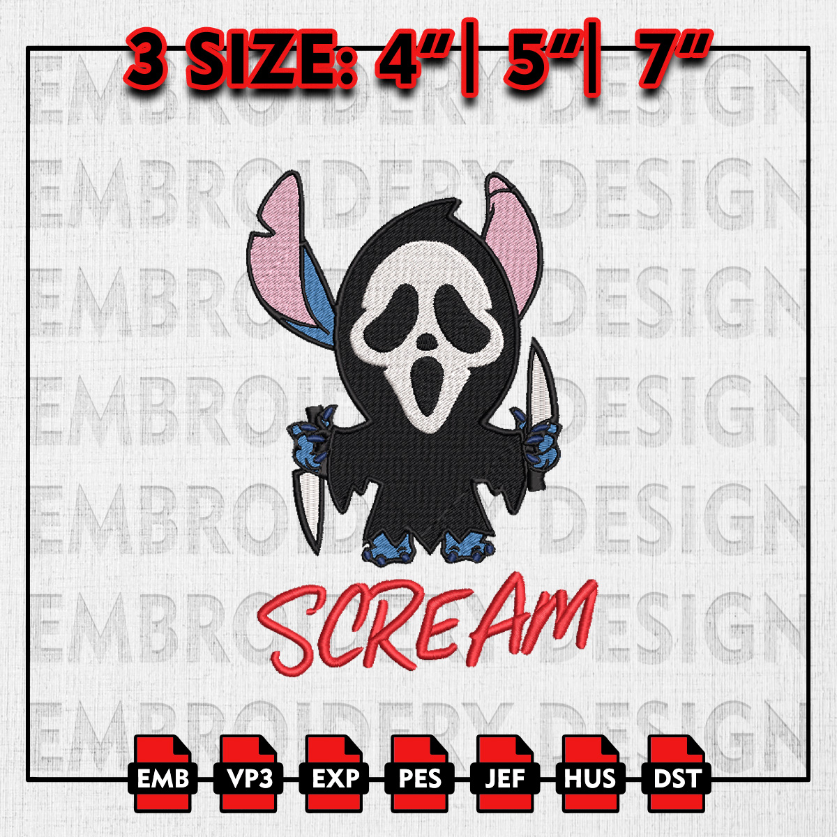 Stitch In Ghost Face Embroidery files, Horror Characters Emb | Inspire ...