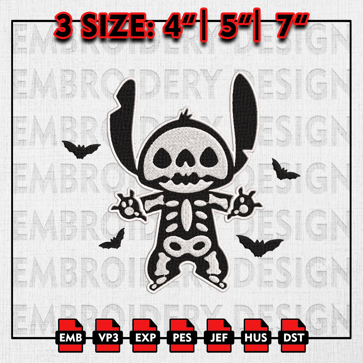 Stitch Skeleton Embroidery files, Horror Characters Embroide | Inspire ...