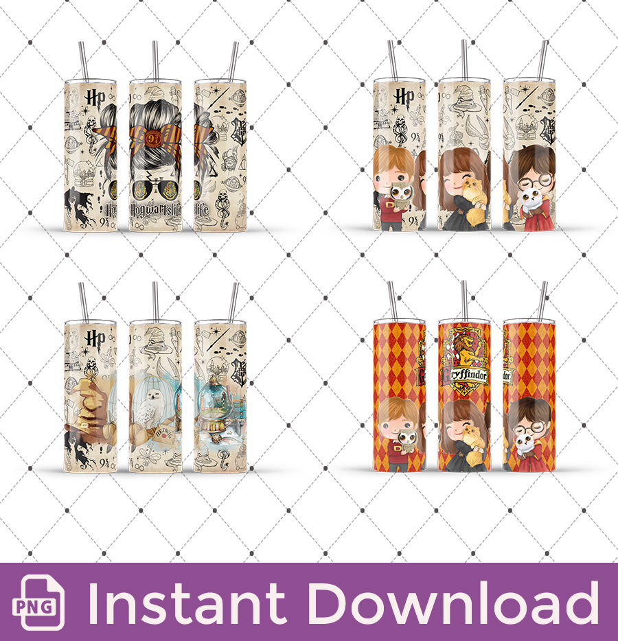 Bundle Harry Tumbler Wrap, 20oz Skinny Tumbler, Wizard Tumbl - Inspire ...