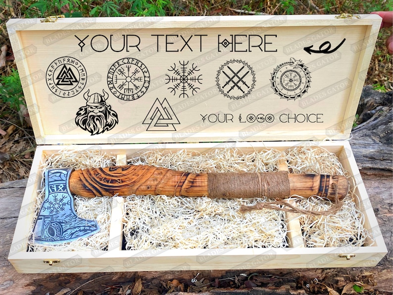 Viking Axe Engraved & Personalized Wooden Box Gift for Husba | Inspire ...