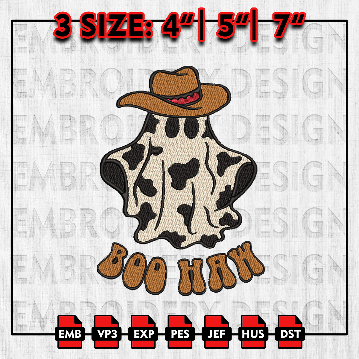 Boo Haw Embroidery files, Funny Cowboy Ghost Embroidery Desi - Inspire ...