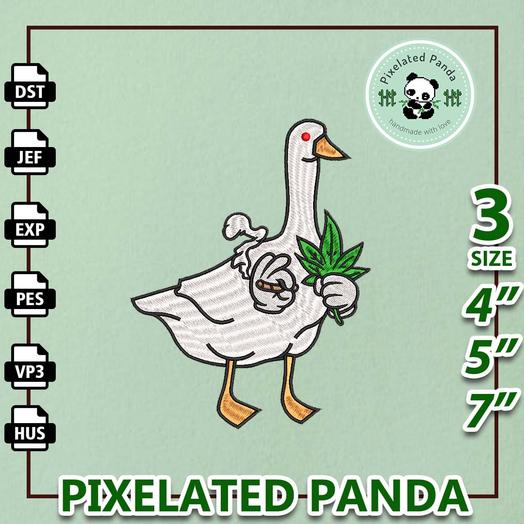 Weed Goose Embroidery Design, Silly Goose Embroidery Design, | Inspire ...