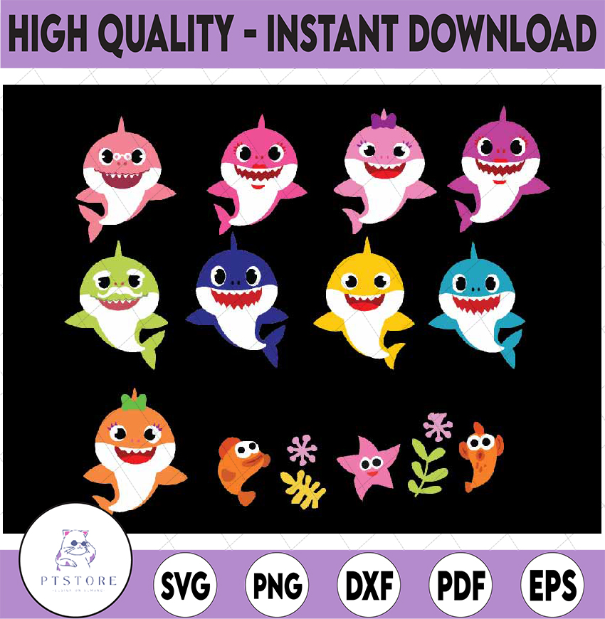 9 Family Sharks Character SVG With Friends bundle SVG,Png,Sh - Inspire ...