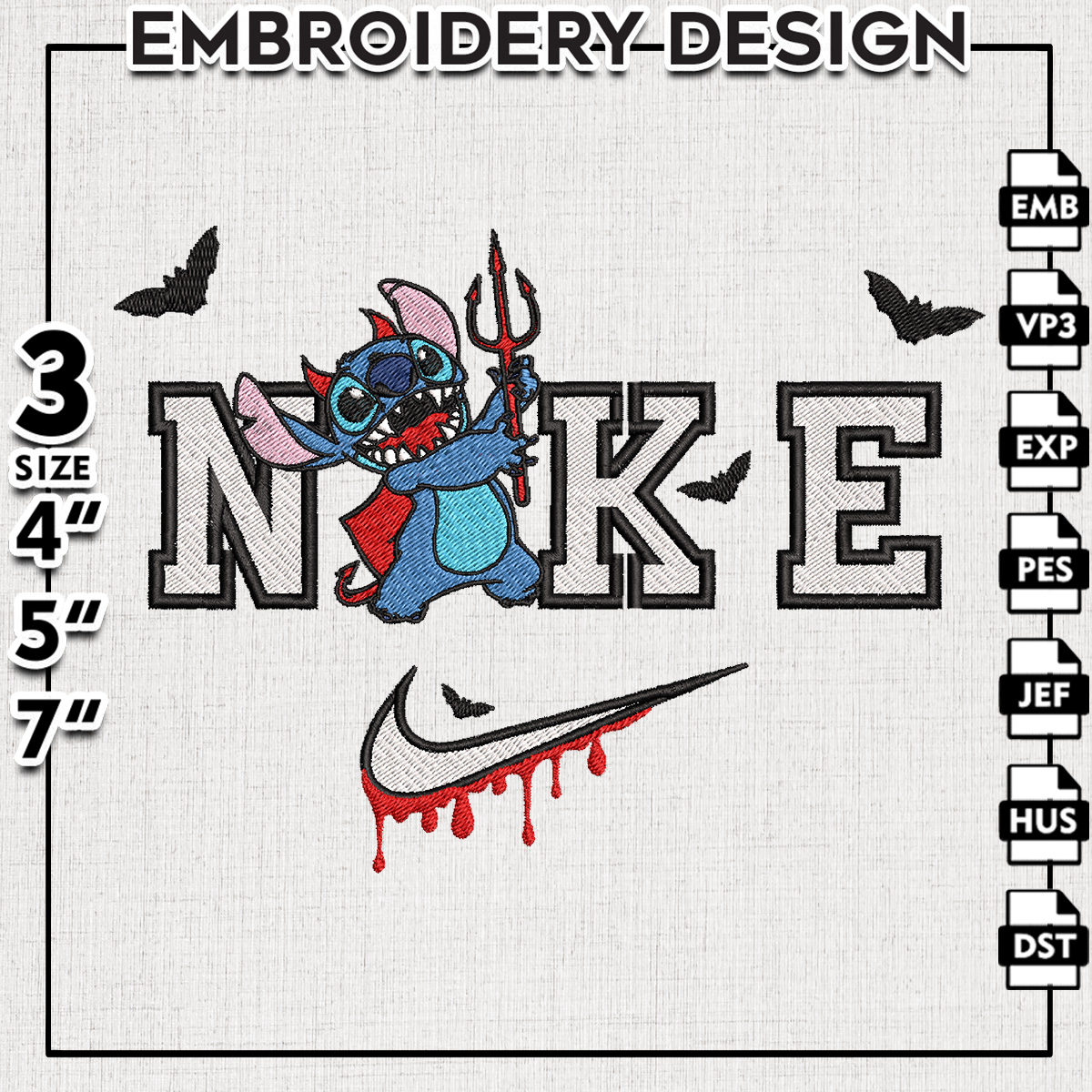 Stitch Devil Halloween Embroidery Designs, Horror Characters | Inspire Uplift