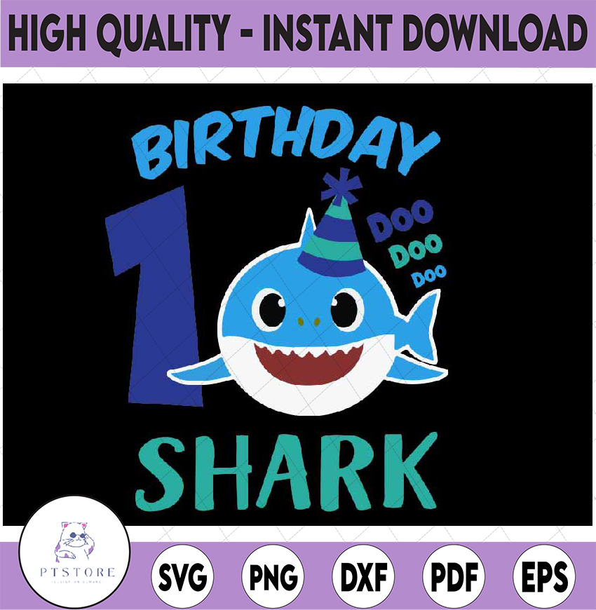 Shark 1st Birthday Svg, Boy Birthday Shark Svg Dxf Eps, Boy | Inspire ...