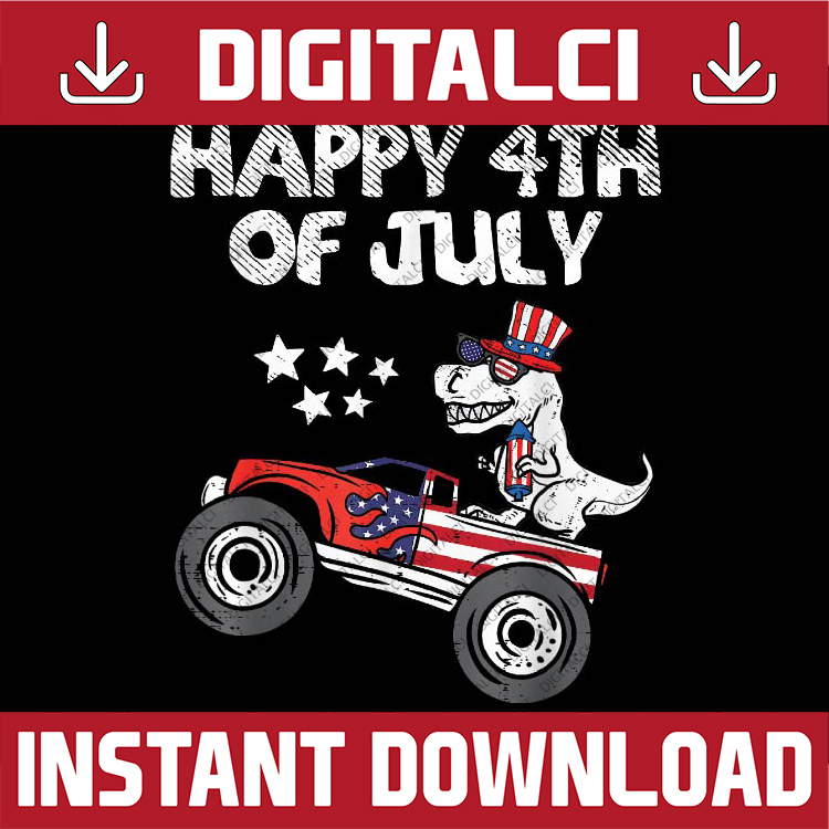 Happy 4th Of July Dinosaur Monster Truck Png, American Monst | Inspire ...