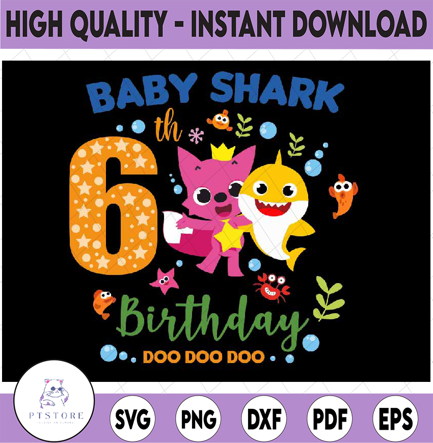 Shark 6th Birthday Svg, Boy Birthday Shark Svg Dxf Eps, Boy | Inspire ...