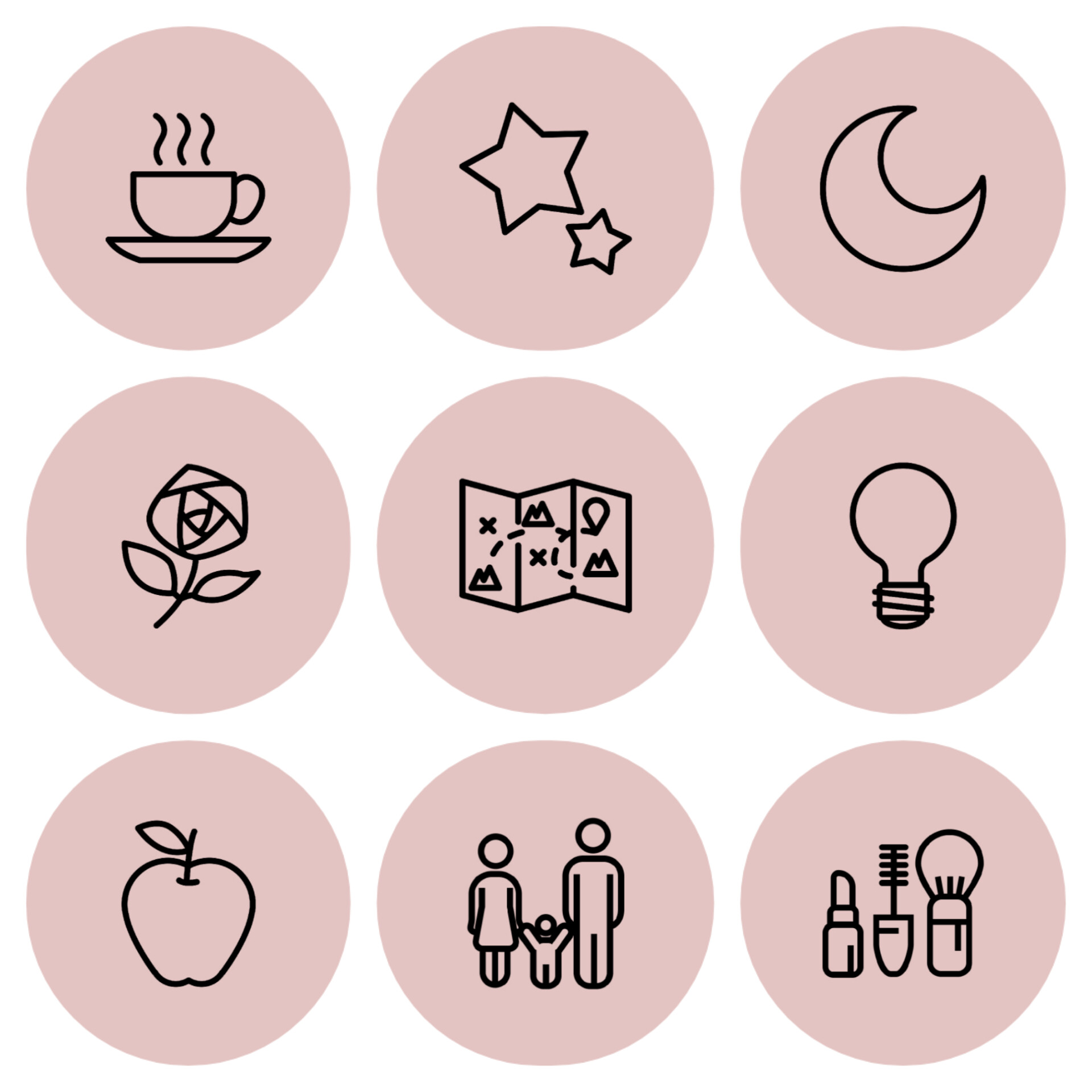 36 Lifestyle Instagram Highlight Icons.Pale Pink Instagram H - Inspire ...