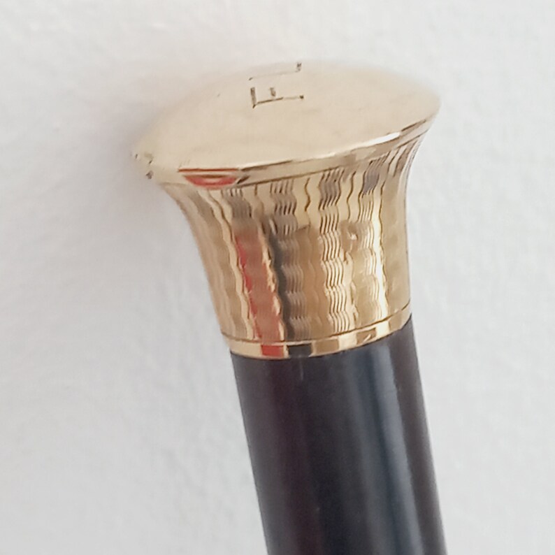 WALKING CANE handle and ring in solid gold 14K Karats & wood | Inspire ...