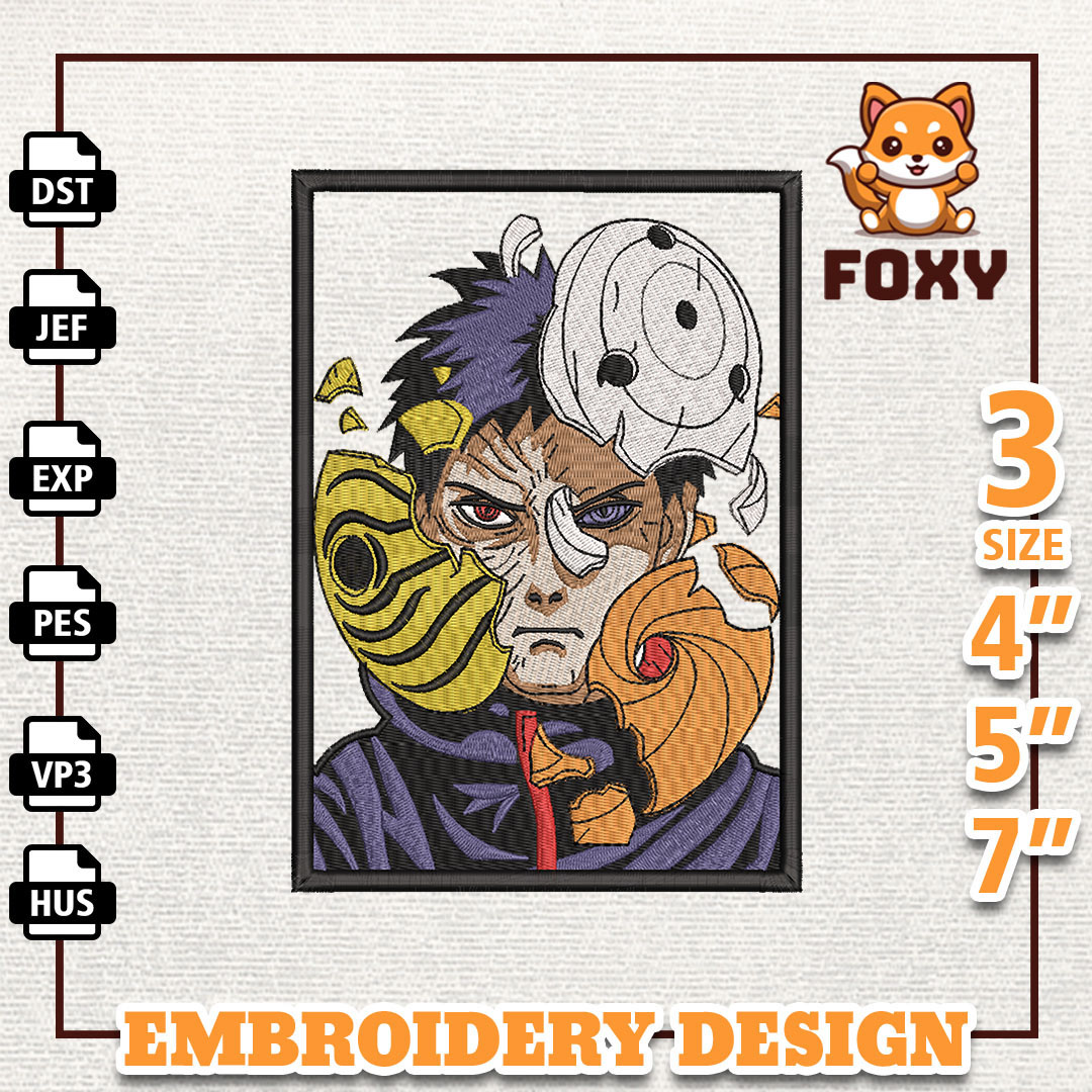 Obito Anime Design, Anime Embroidery Design, Anime Machine E - Inspire ...