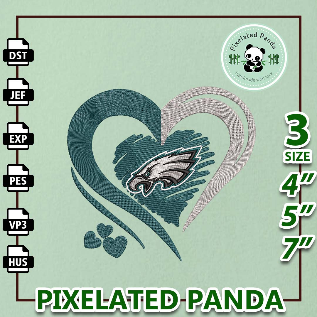 NFL Philadelphia Eagles Heart Embroidery Design, NFL Footbal | Inspire ...