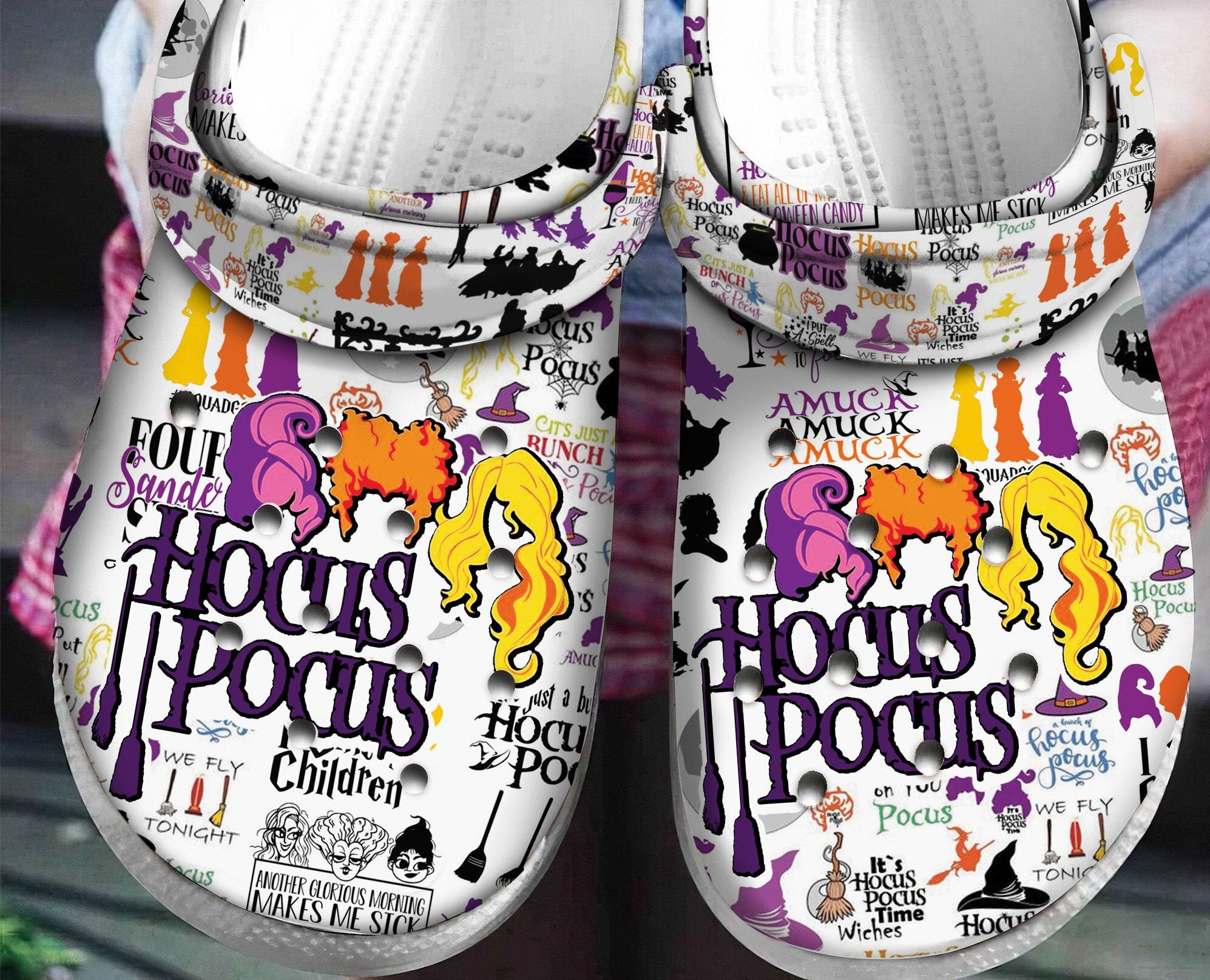 Hocus Pocus Pattern Cute Icon Crocs Clog Shoes, Crocs, Sanda | Inspire ...