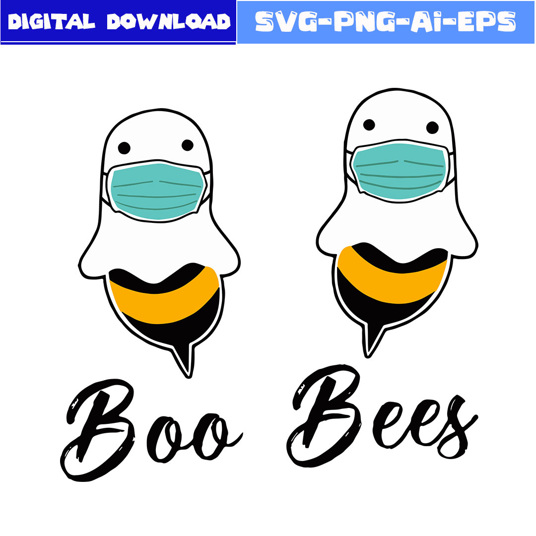 Boo Bees Halloween Face Mask Svg, Boo Bees Svg, Bee Ghost Sv | Inspire ...