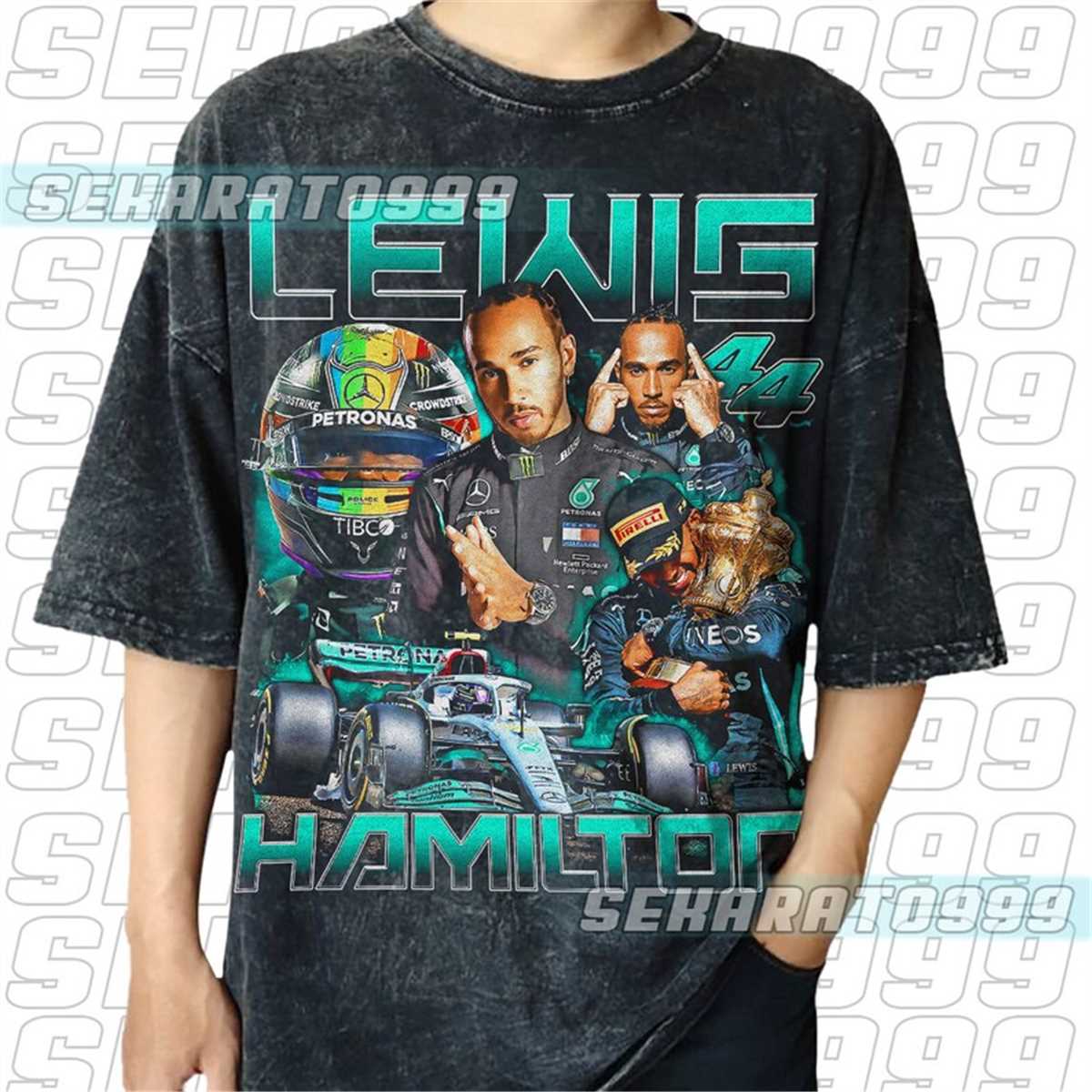 Vintage Wash Lewis Hamilton Mercedes AMG Petronas F1 Team Sh | Inspire ...