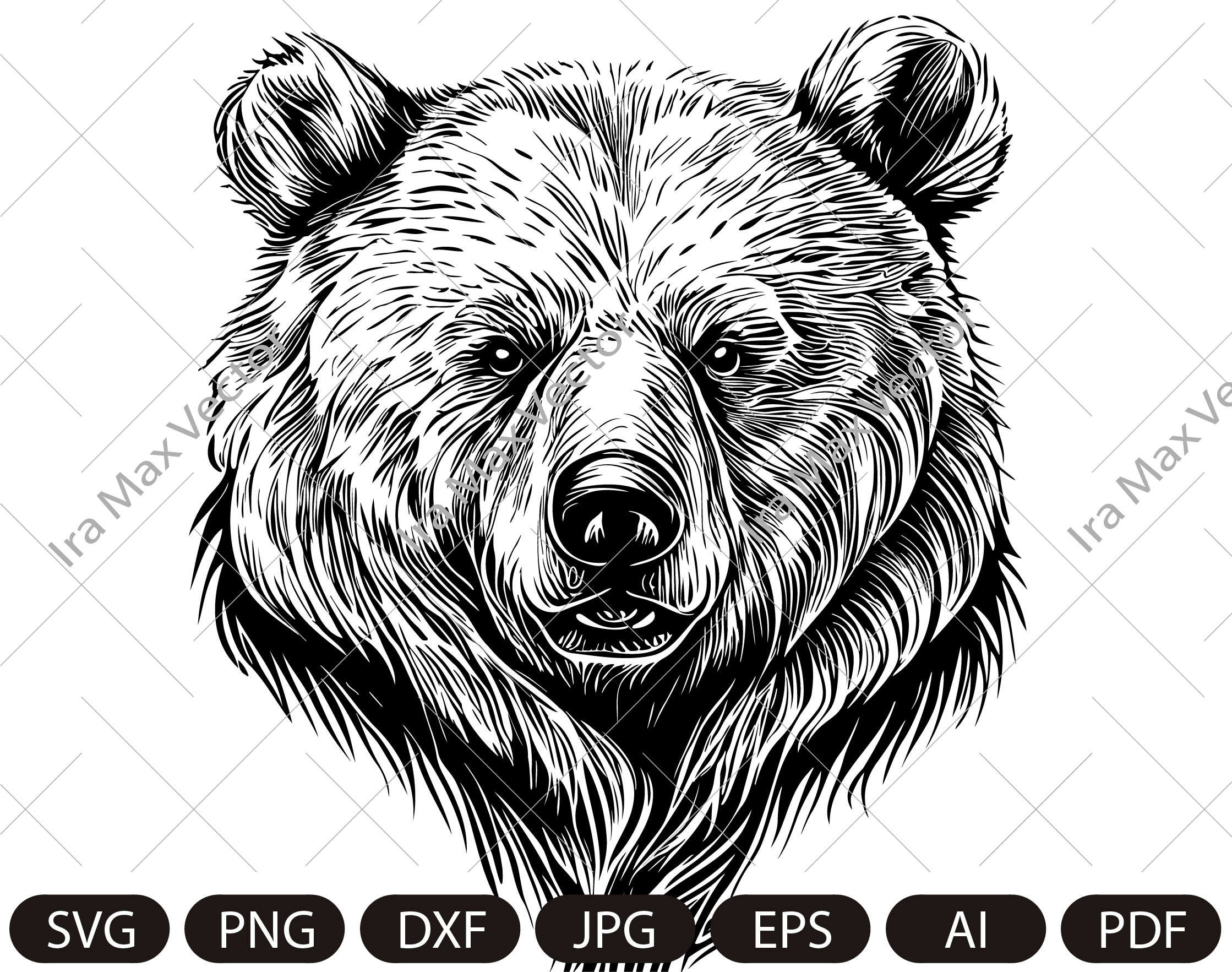 BEAR HEAD SVG, Bear Clipart, Bear Face Svg, Bear, Grizzly Be | Inspire ...