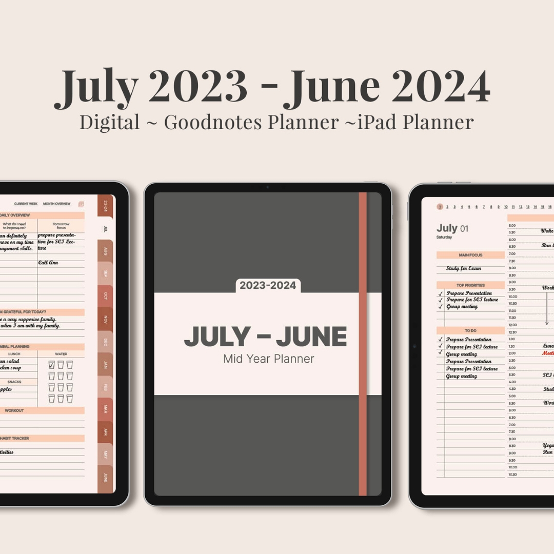 Mid Year Digital Planner, July 2023 June 2024,Minimalist Da | Inspire ...