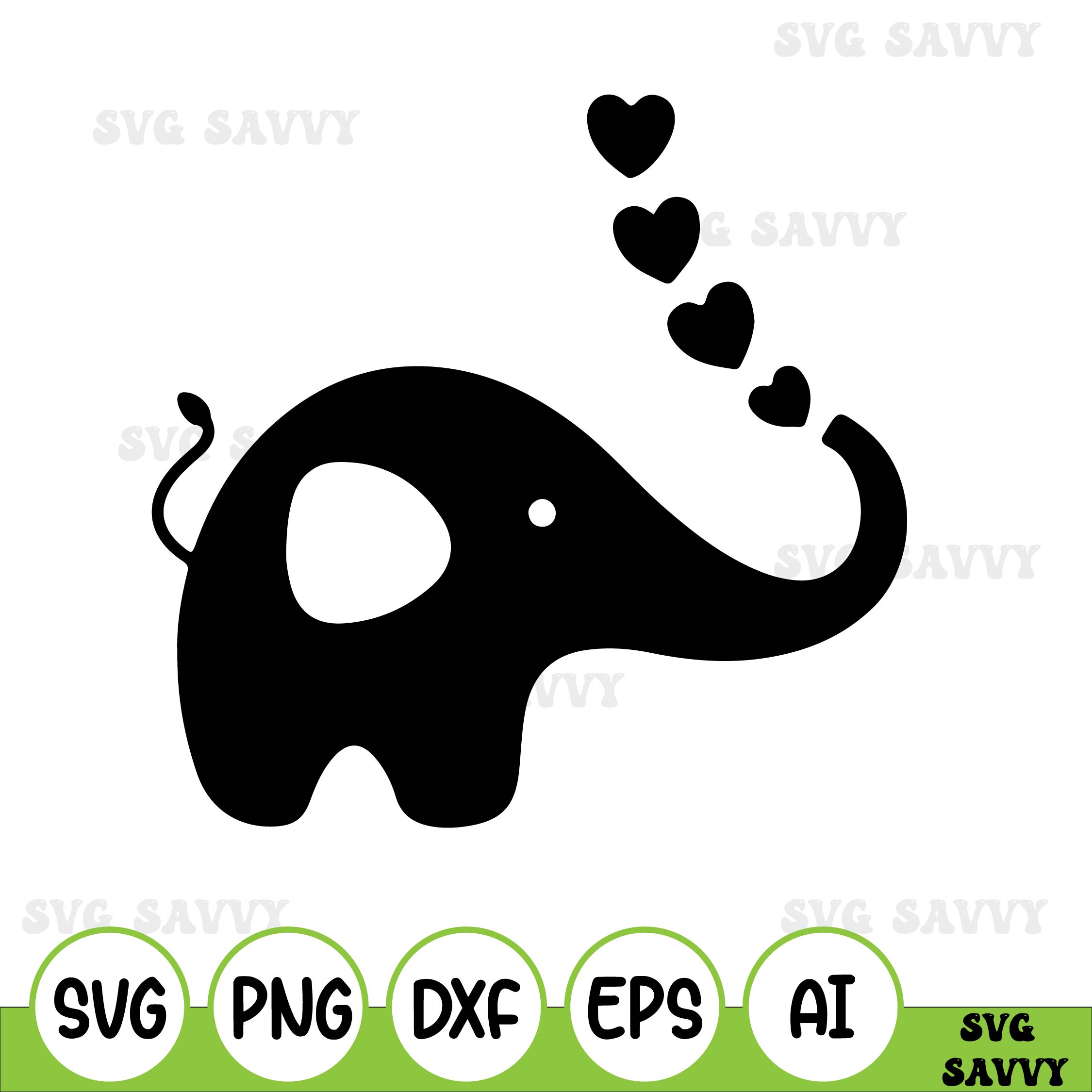 Love elephant with hearts valentines day Svg, printing desig | Inspire ...