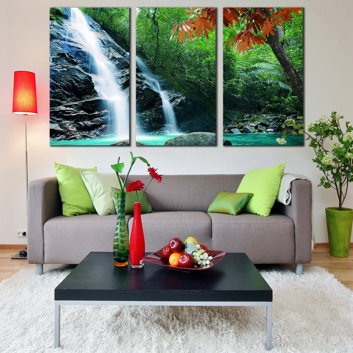 Beautiful Nature Canvas Wall Art, White Rainforest Waterfall - Inspire ...