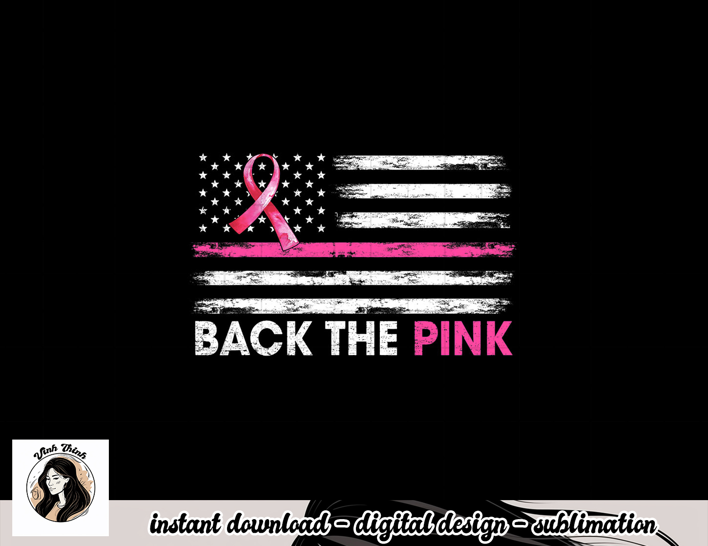 Back The Pink Ribbon American Flag Breast Cancer Awareness T - Inspire ...